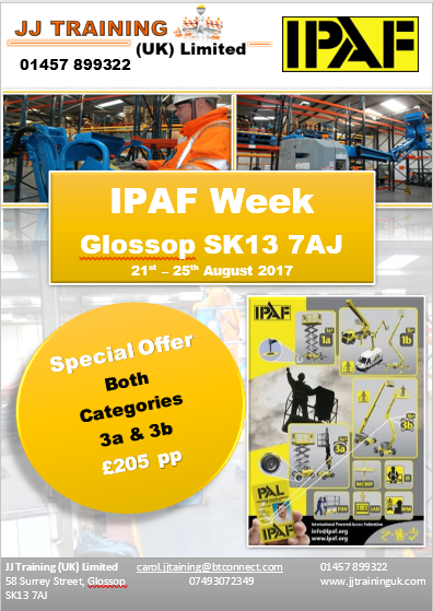 IPAF Training - IPAF Week - JJ Training (UK) Limited - Northwest